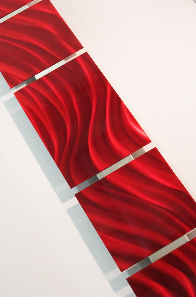 "Red Satin" 48"x8" Modern Abstract Metal Wall Art Sculpture Decor - DV8 ...